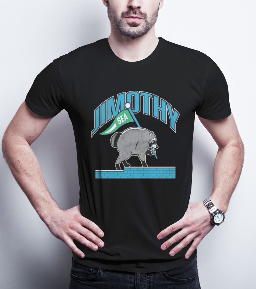 Jimothy SEA Raccoon Holding Flag On Brick Wall T-Shirt
