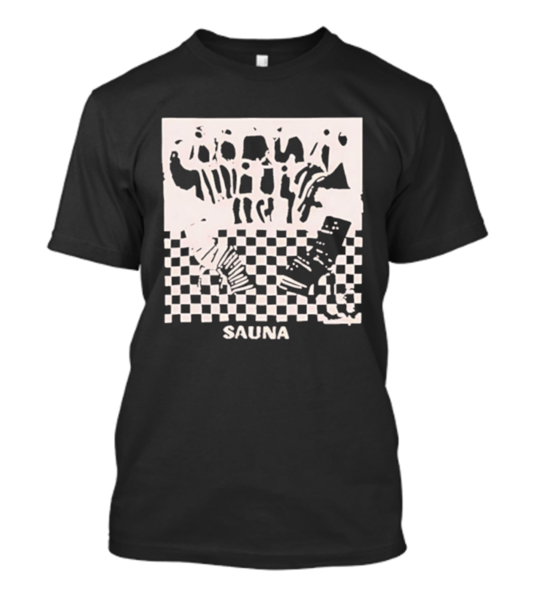 Sauna Checkered Patterns Accordion Instruments T-Shirt