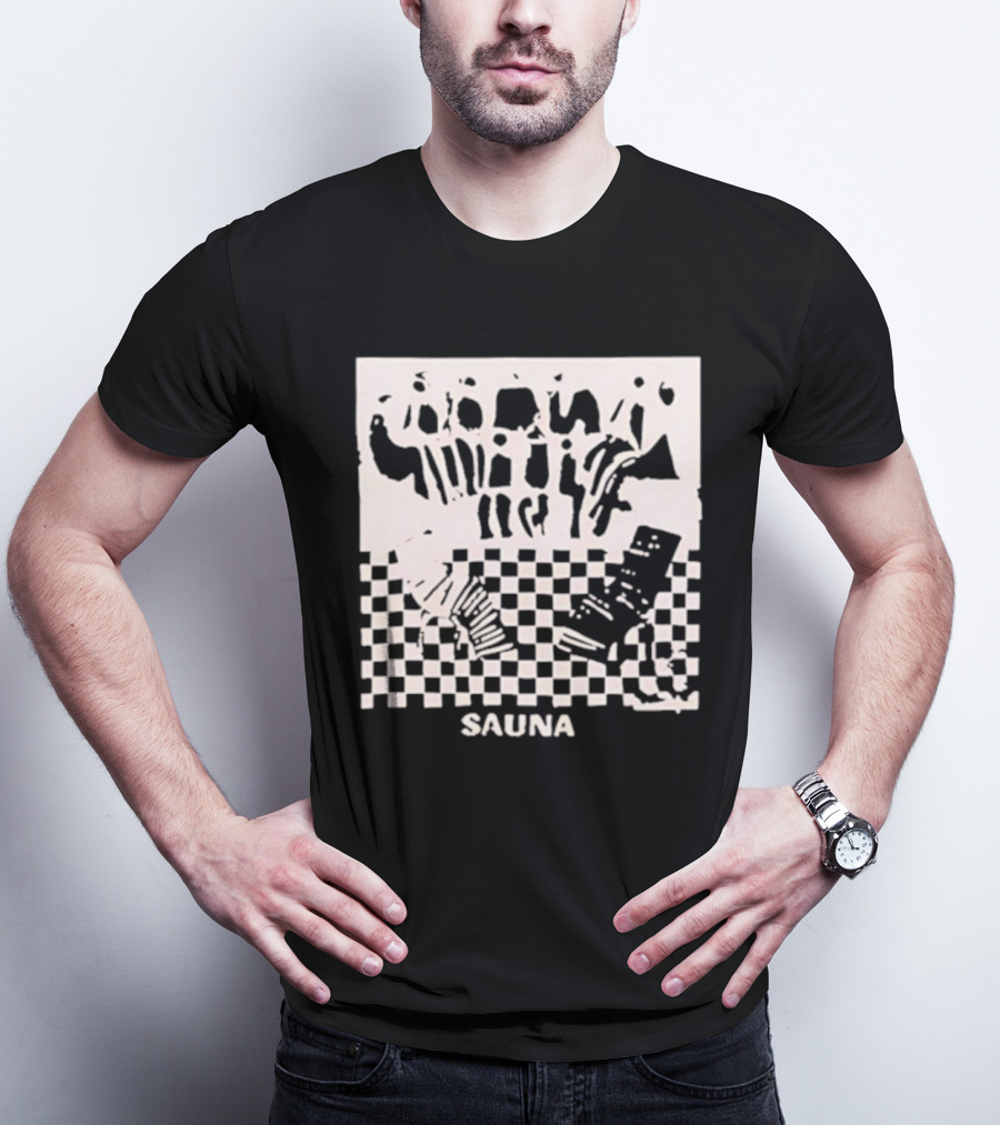 Sauna Checkered Patterns Accordion Instruments T-Shirt