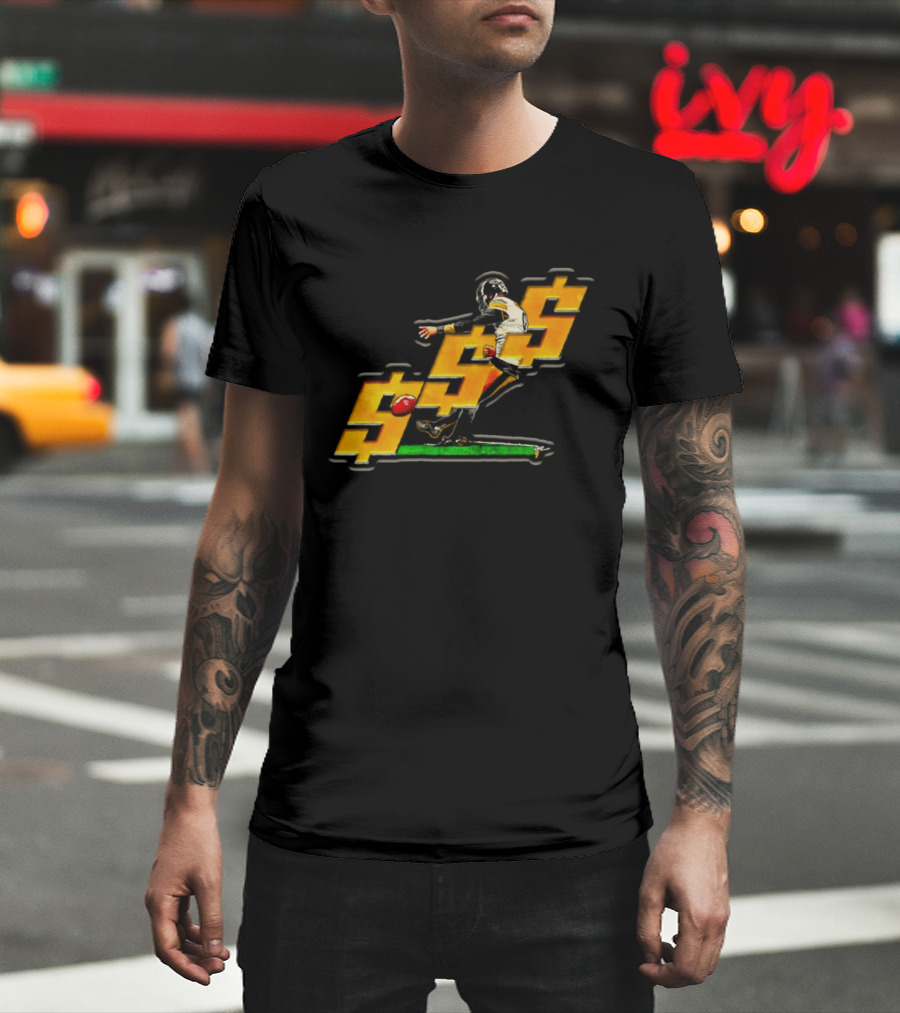 Pittsburgh Steelers Chris Boswell Kicking Football Dollar Sign T-Shirt