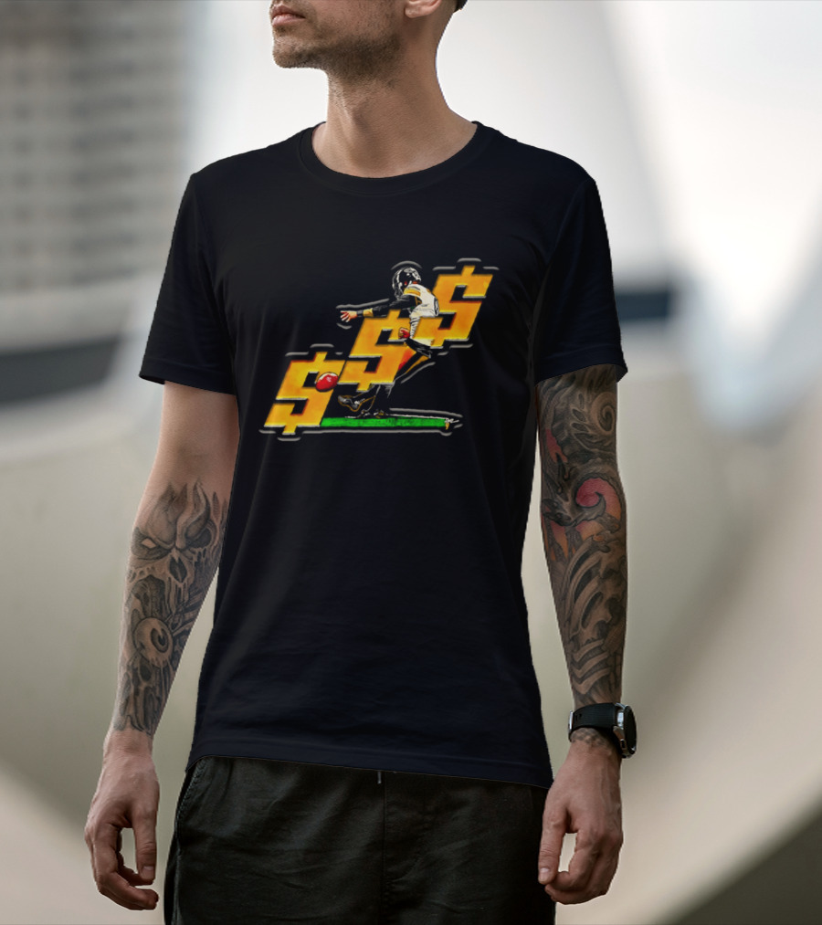 Pittsburgh Steelers Chris Boswell Kicking Football Dollar Sign T-Shirt