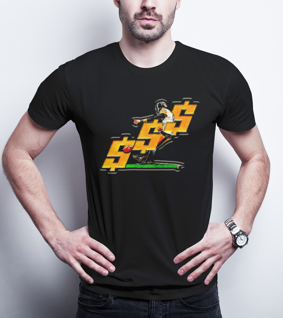 Pittsburgh Steelers Chris Boswell Kicking Football Dollar Sign T-Shirt