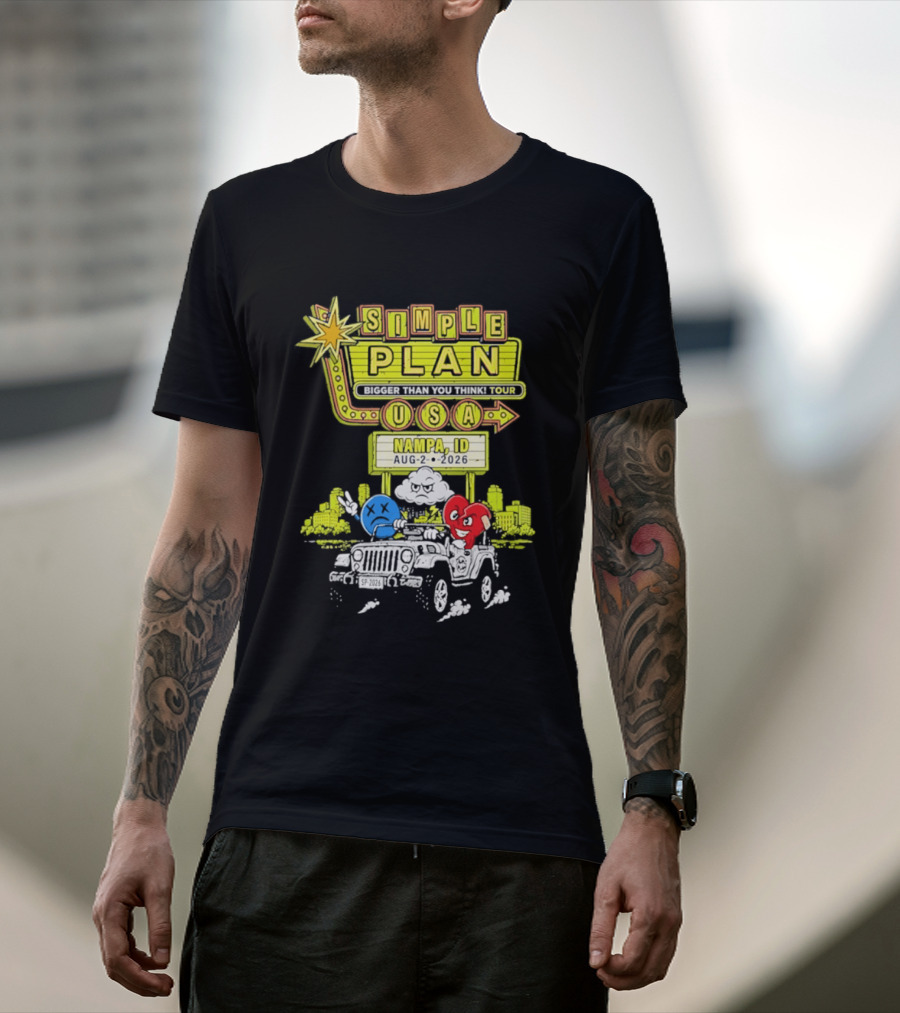 Simple Plan Bigger Than You Think Tour Nampa ID USA August 2 2026 T-Shirt