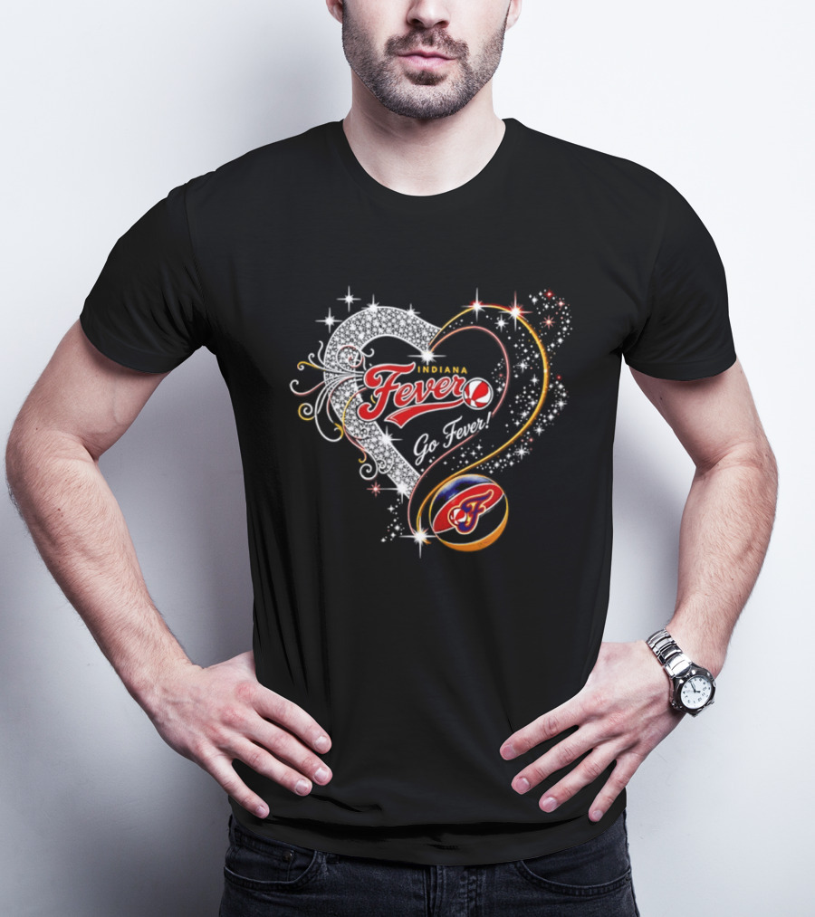 Indiana Fever Heart Go Fever Diamond Sparkle T-Shirt