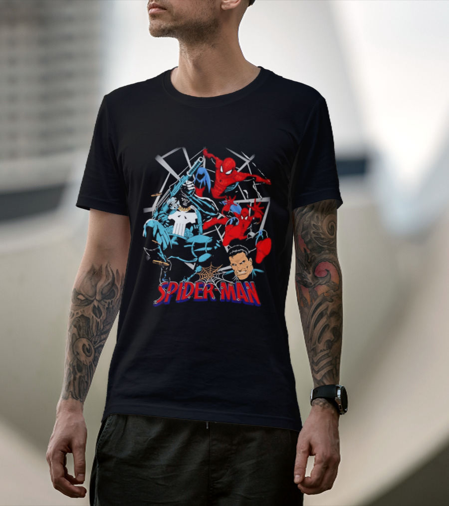Spider Man Punisher Marvel Comics Crossover Action T-Shirt