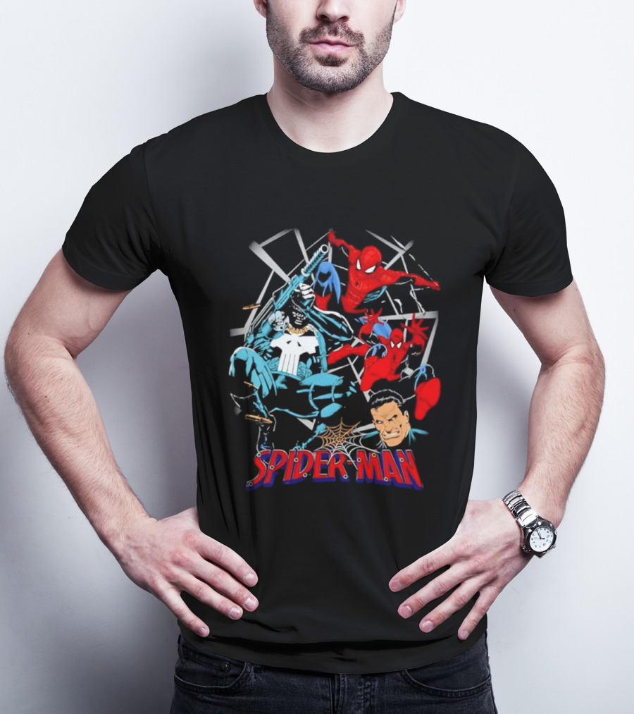 Spider Man Punisher Marvel Comics Crossover Action T-Shirt