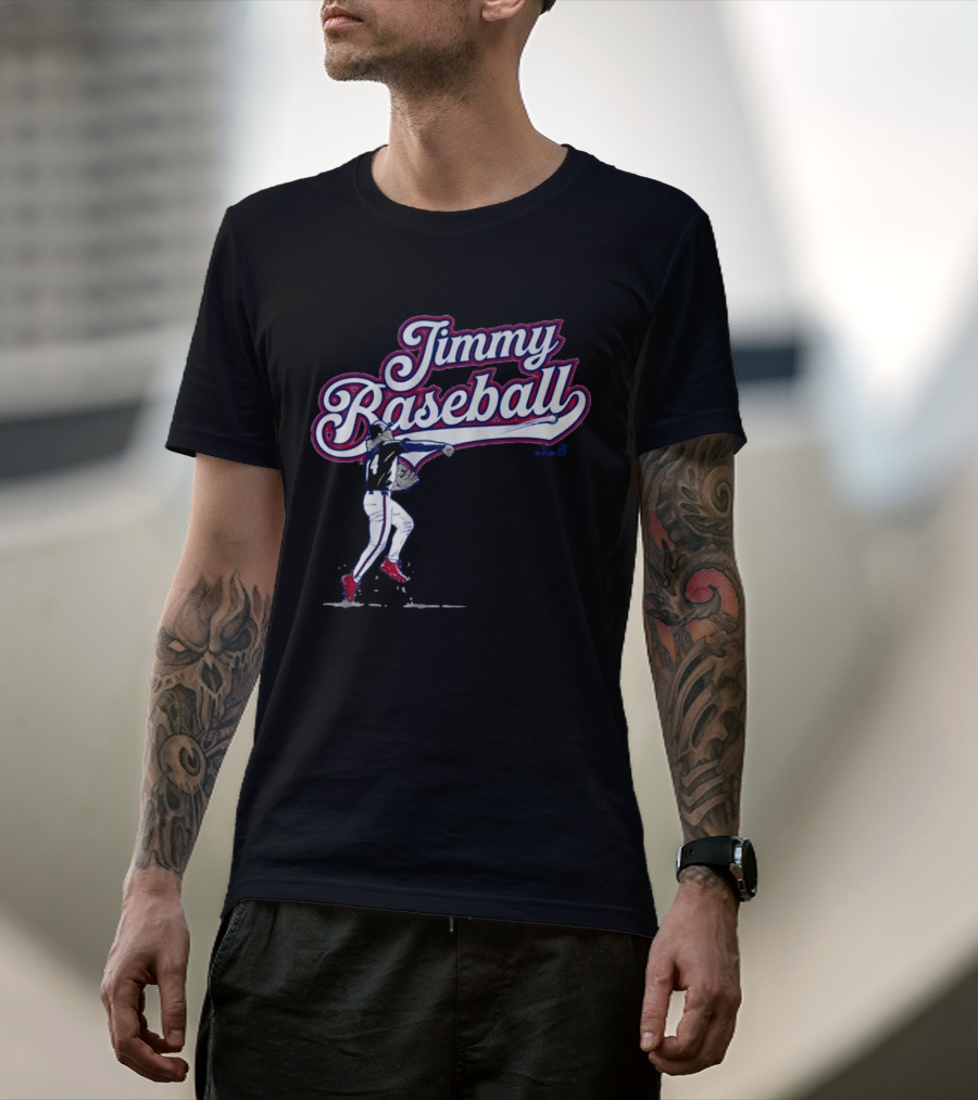 Jimmy Baseball Vintage Style Player Swinging Bat T-Shirt