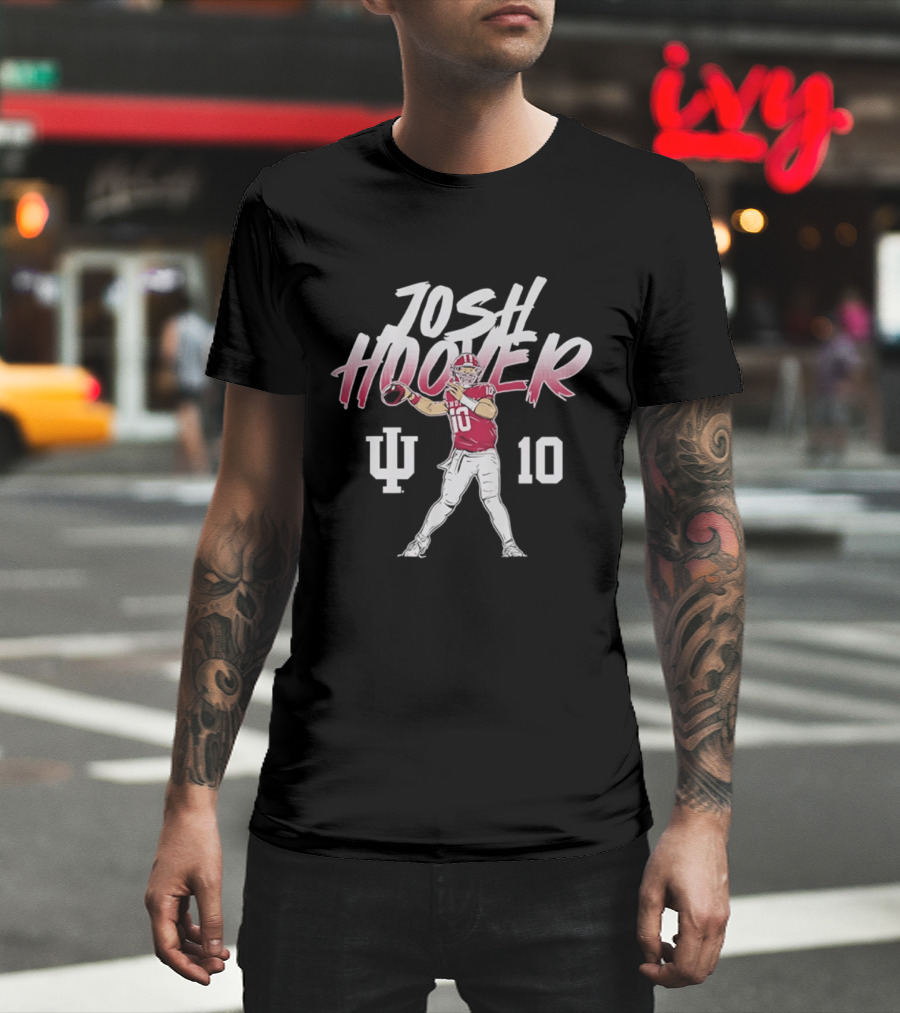 Josh Hoover 10 Indiana Football IU Hoosiers Quarterback Pose T-Shirt
