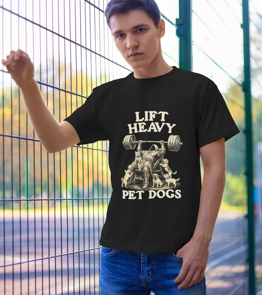 Lift Heavy Pet Dogs Medieval Weightlifting Knight With Puppies T-Shirt