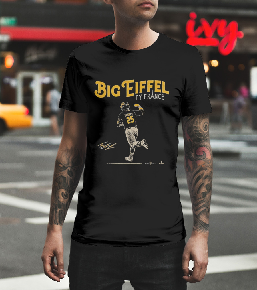 Big Eiffel Ty France 25 Baseball Player T-Shirt