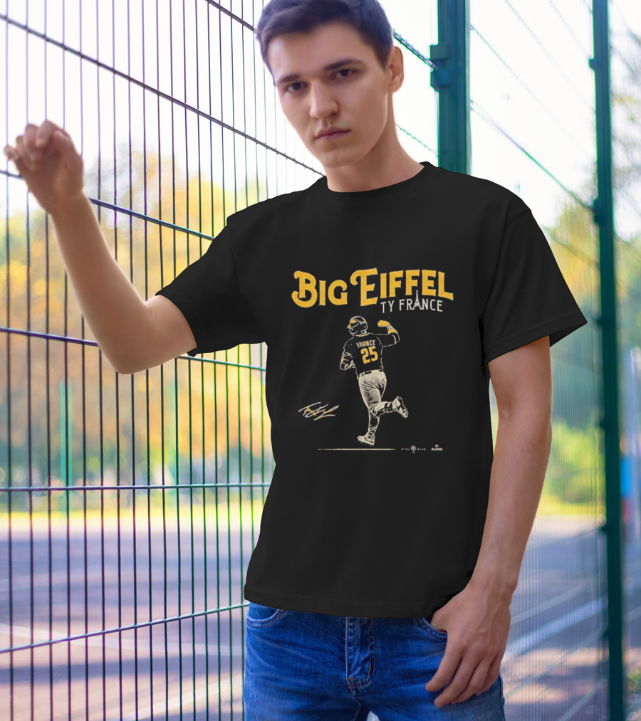 Big Eiffel Ty France 25 Baseball Player T-Shirt