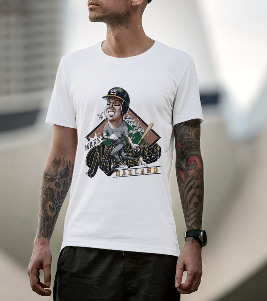 Mark McGwire Oakland Athletics Baseball Caricature Bruce Stark T-Shirt