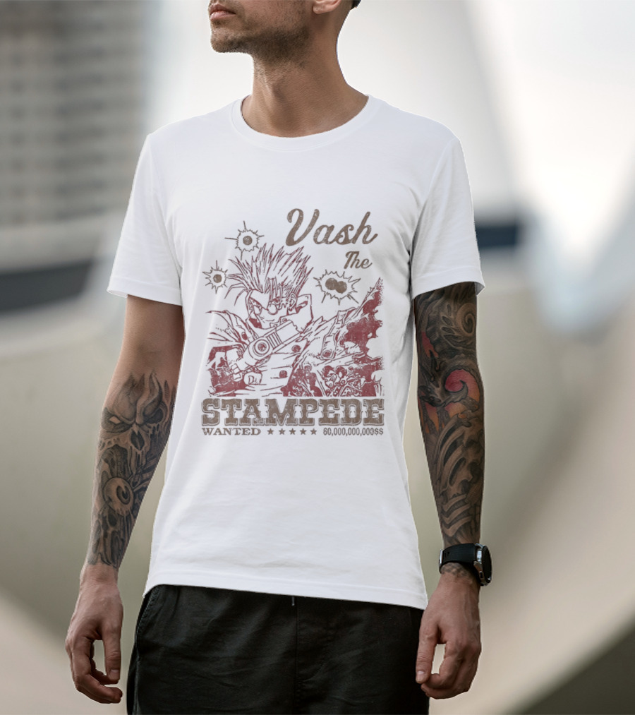Vash The Stampede Wanted Bounty Hunter Anime T-Shirt