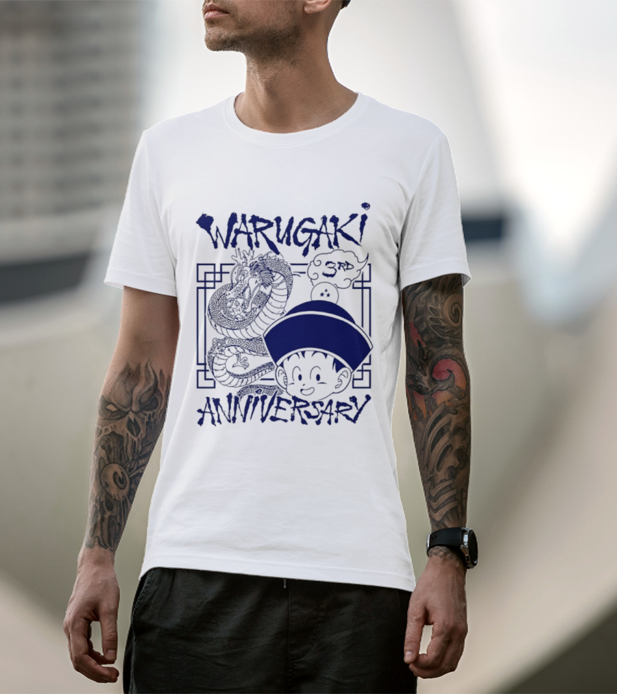 Warugaki 3th Anniversary With Dragon And Child In Blue T-Shirt