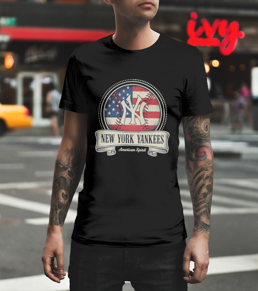 New York Yankees American Flag Baseball Emblem MLB T-Shirt
