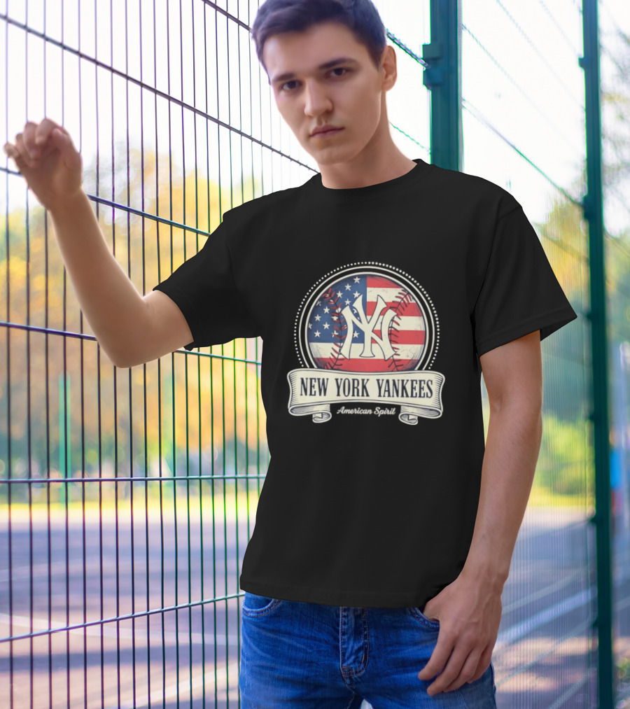 New York Yankees American Flag Baseball Emblem MLB T-Shirt