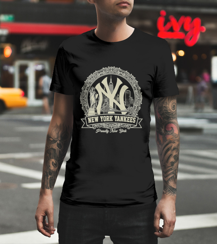 New York Yankees NY Skyline Proudly New York T-Shirt