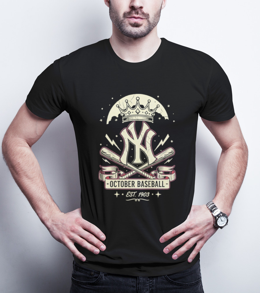 New York Yankees October Baseball Retro Emblem Est 1903 T-Shirt