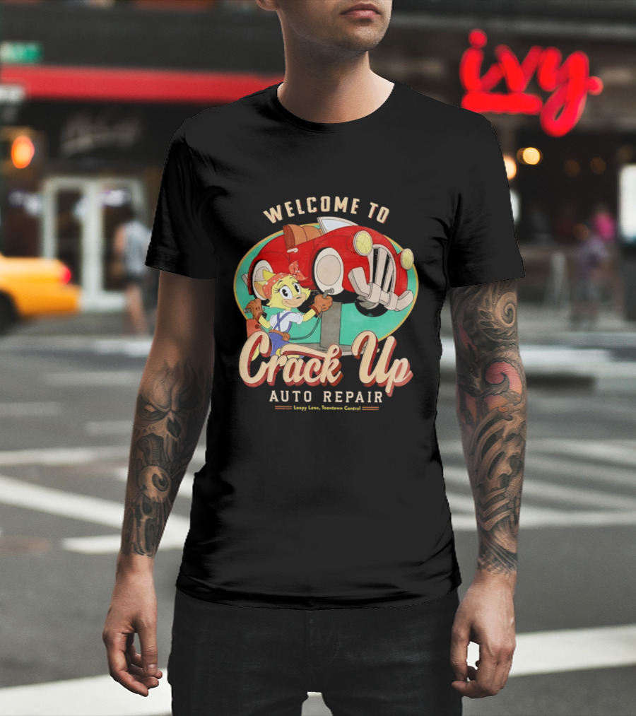 Welcome To Crack Up Auto Repair Happy Lane Towtown Cougars T-Shirt