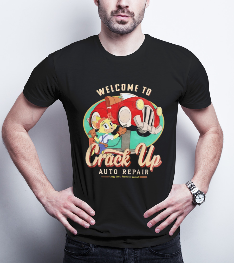 Welcome To Crack Up Auto Repair Happy Lane Towtown Cougars T-Shirt