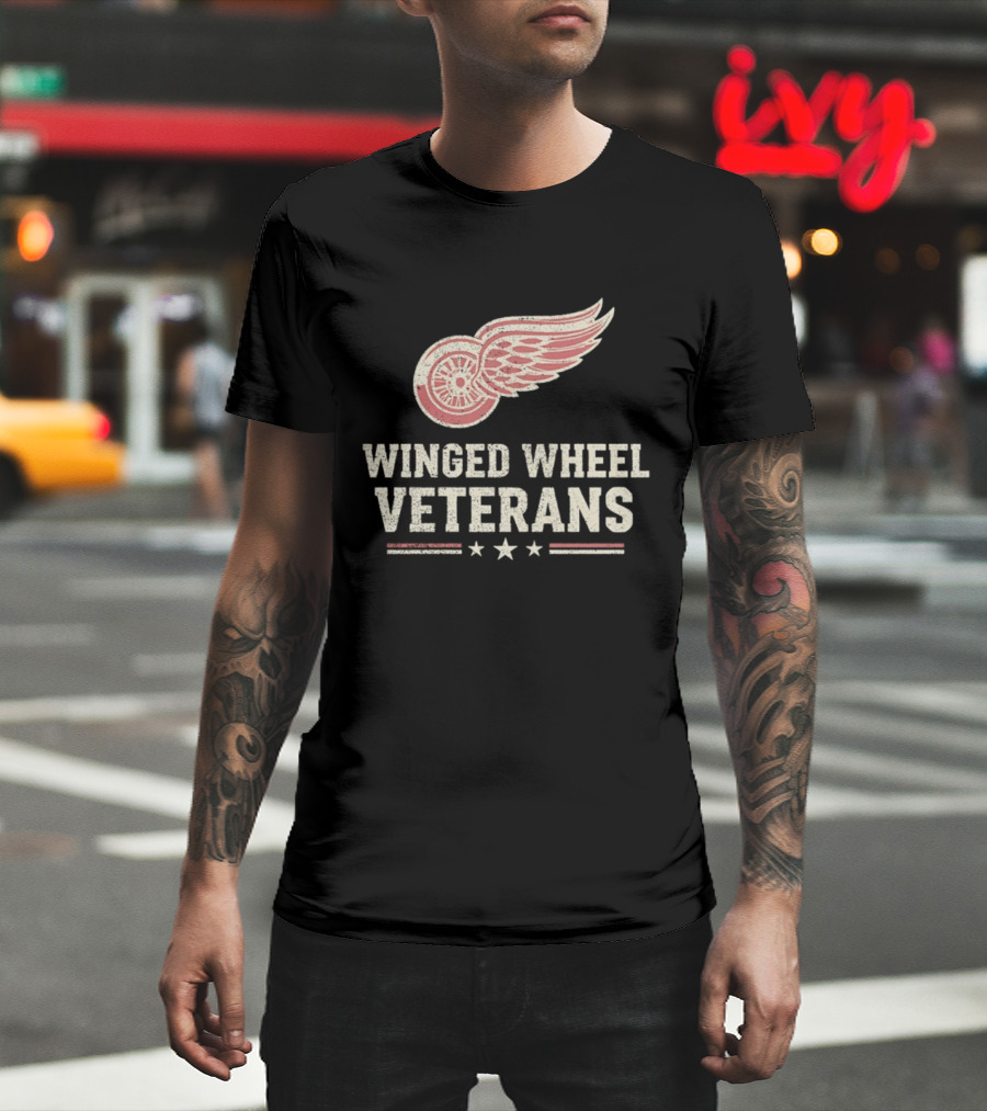 Winged Wheel Veterans Detroit Red Wings Three Stars T-Shirt