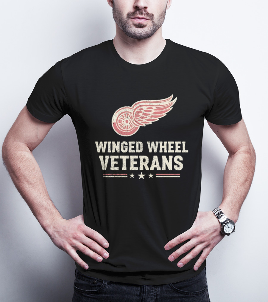 Winged Wheel Veterans Detroit Red Wings Three Stars T-Shirt