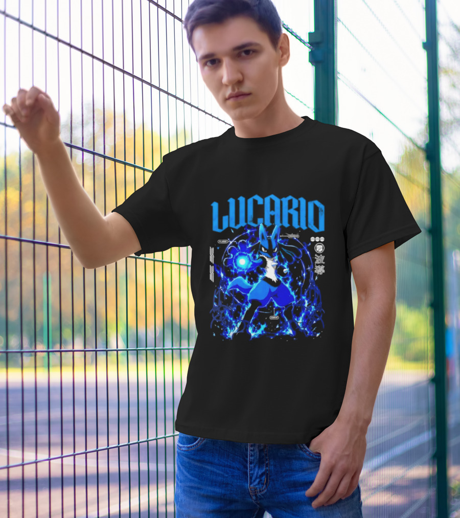 Lucario Fighting Awakened Combat Pokemon Aura Sphere Power T-Shirt