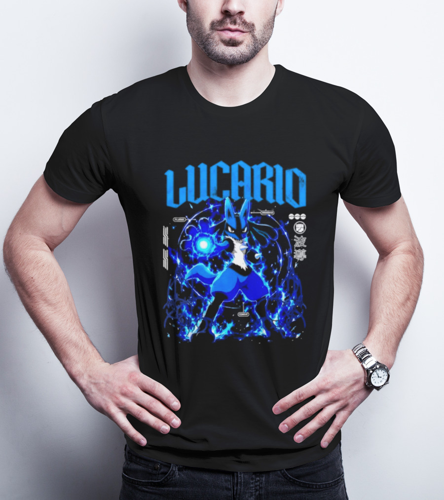Lucario Fighting Awakened Combat Pokemon Aura Sphere Power T-Shirt
