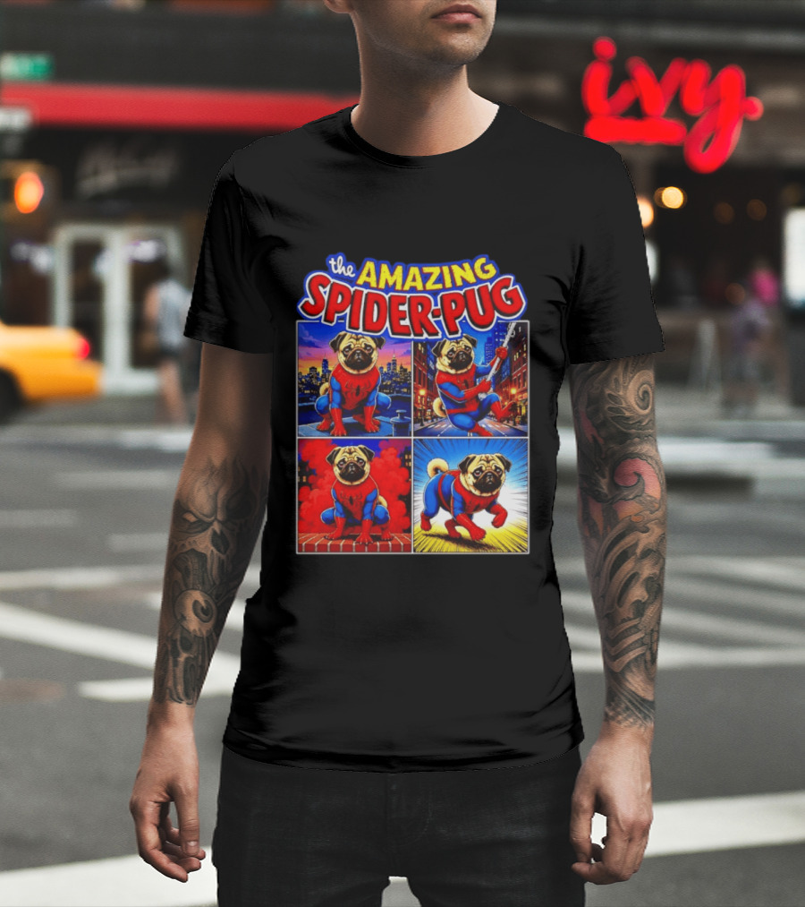 The Amazing Spider Pug Marvel Spider Man Parody Comic T-Shirt