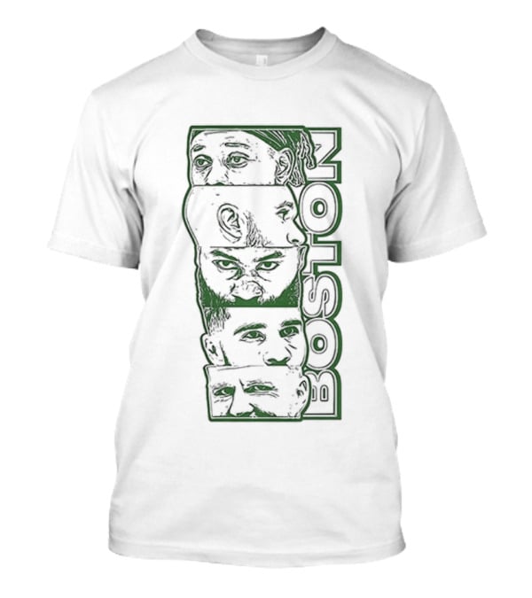 Boston Celtics Starting Five Tatum White Brown Porzingis Holiday T-Shirt