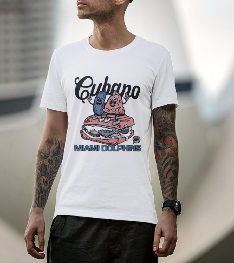Cubano Miami Dolphins Sandwich And Characters T-Shirt