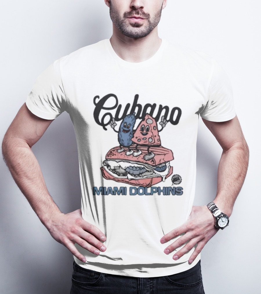 Cubano Miami Dolphins Sandwich And Characters T-Shirt