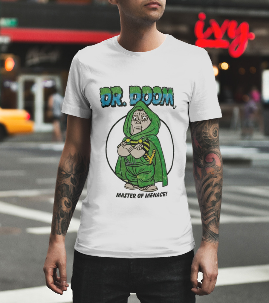 Dr Doom Master Of Menace Green Cloak Comic Style Villain T-Shirt