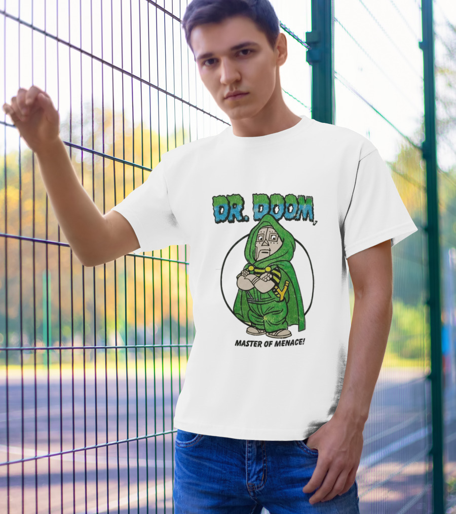 Dr Doom Master Of Menace Green Cloak Comic Style Villain T-Shirt