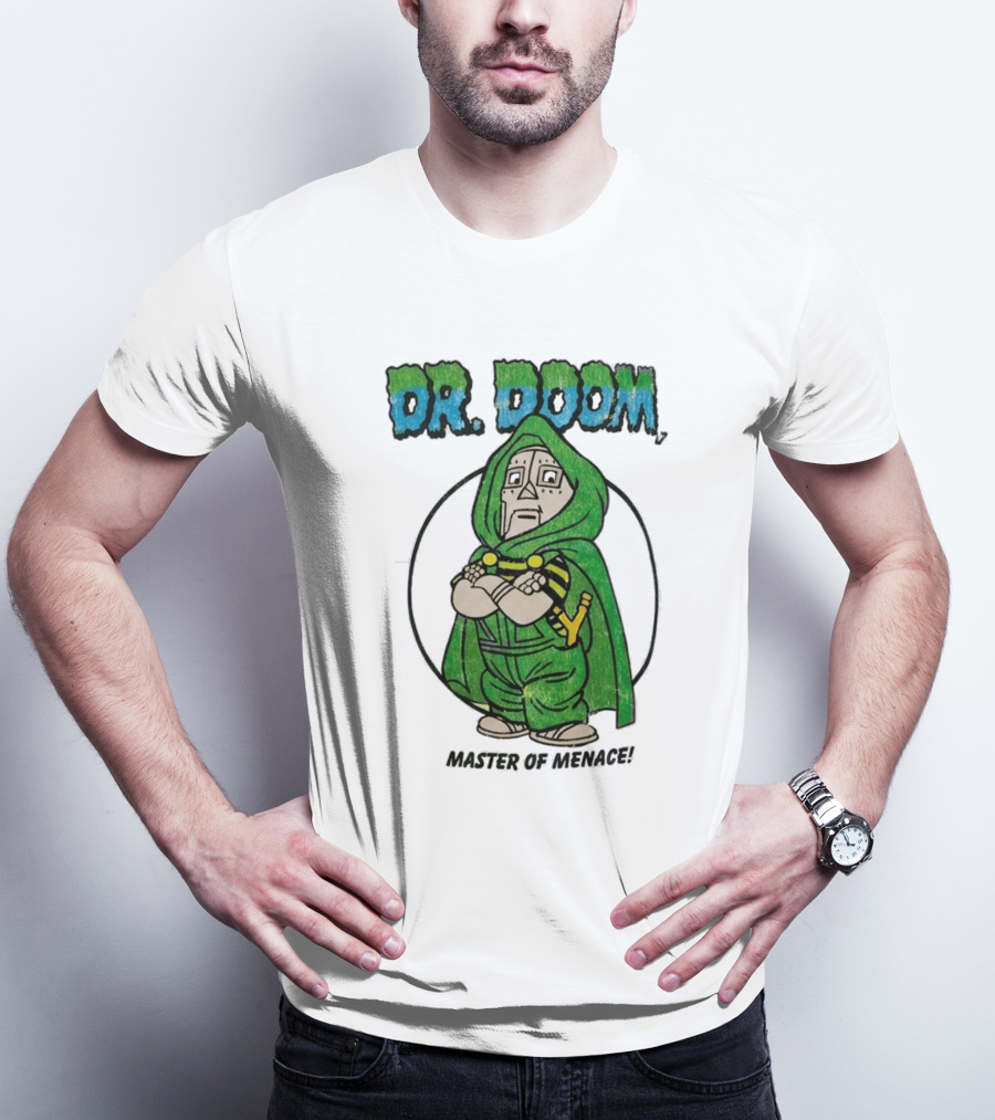 Dr Doom Master Of Menace Green Cloak Comic Style Villain T-Shirt