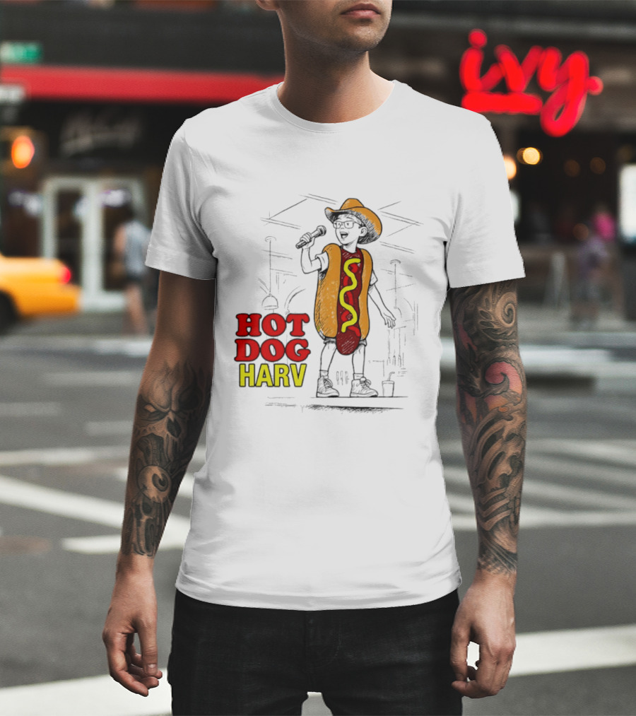 HOT DOG HARV Costume Stage Microphone Cowboy Hat T-Shirt
