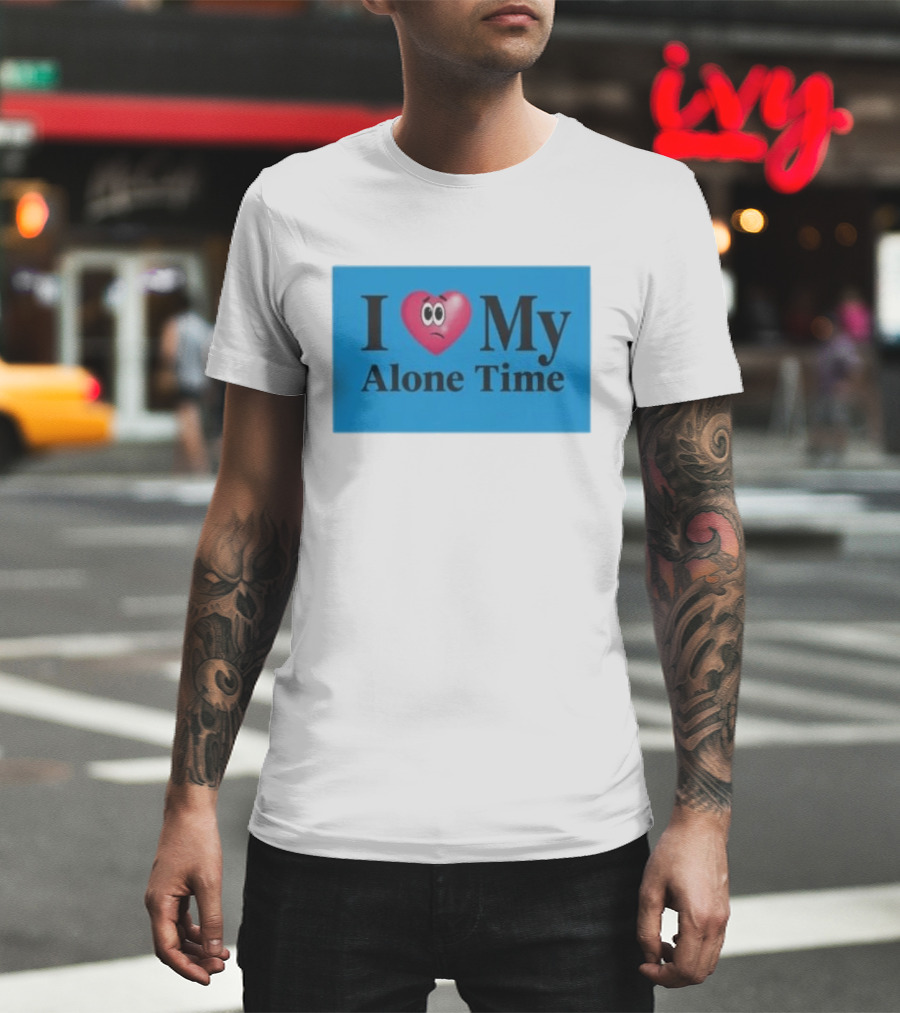 I Heart My Alone Time With Pink Heart Eyes T-Shirt