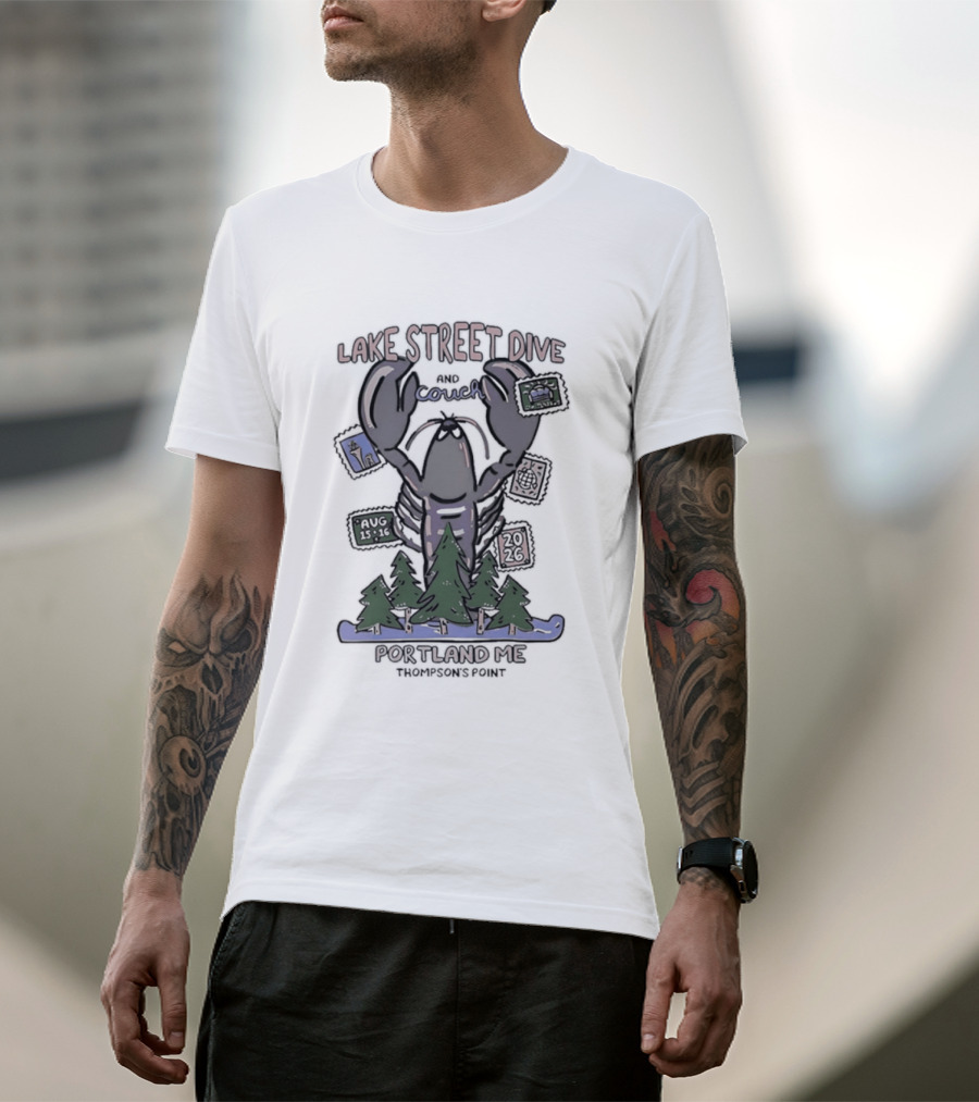 Lake Street Dive Portland ME Thompson's Point 2026 Lobster Trees Ski T-Shirt