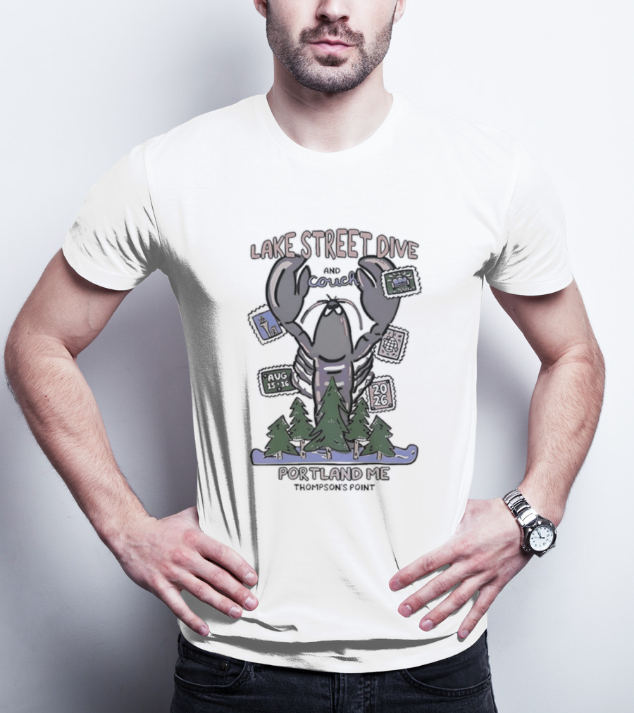 Lake Street Dive Portland ME Thompson's Point 2026 Lobster Trees Ski T-Shirt