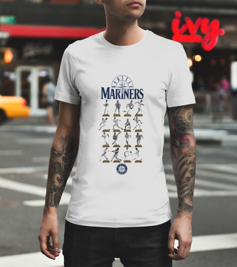Seattle Mariners Legends Hall Of Fame Player Silhouettes And Washington State Ferries Wheel T-Shirt