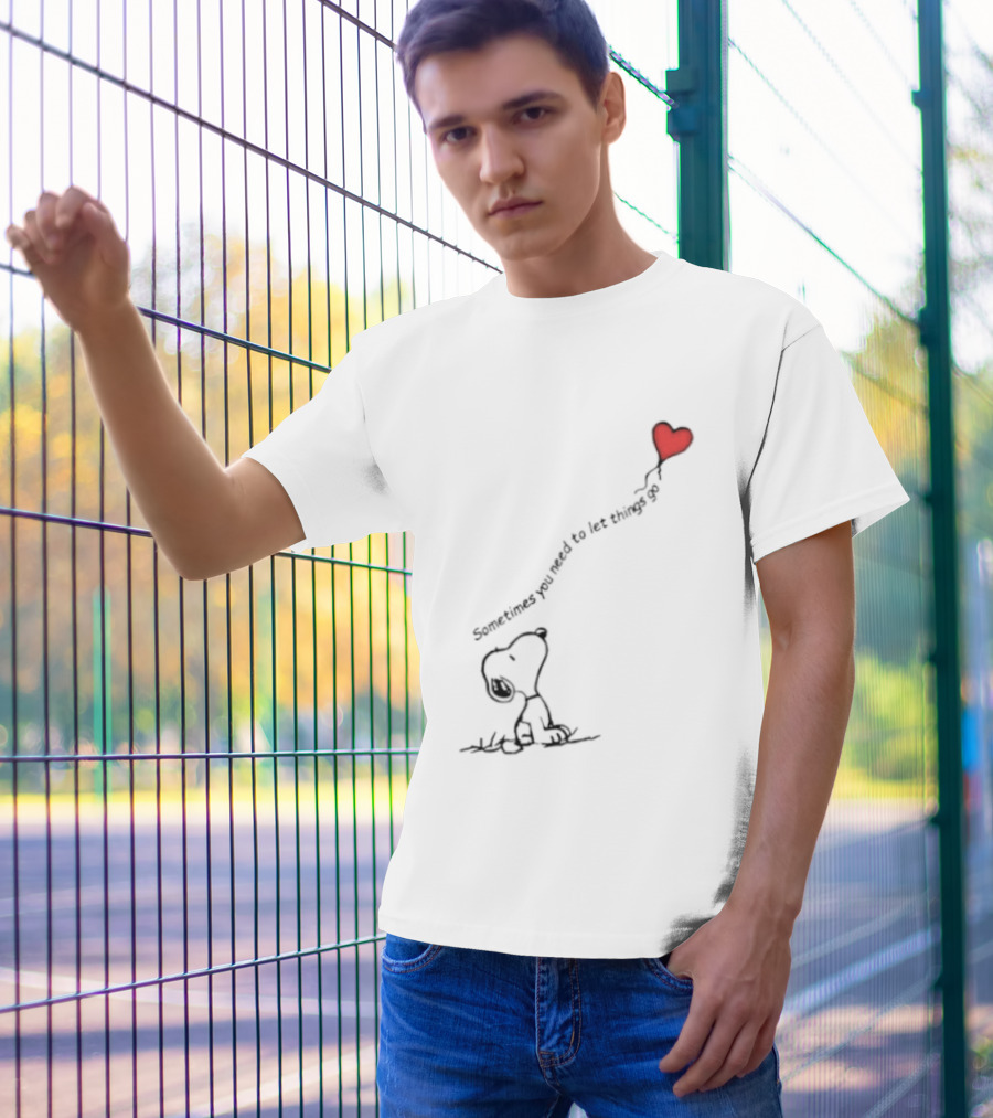 Snoopy Sometimes You Need To Let Things Go Heart Balloon Peanuts T-Shirt