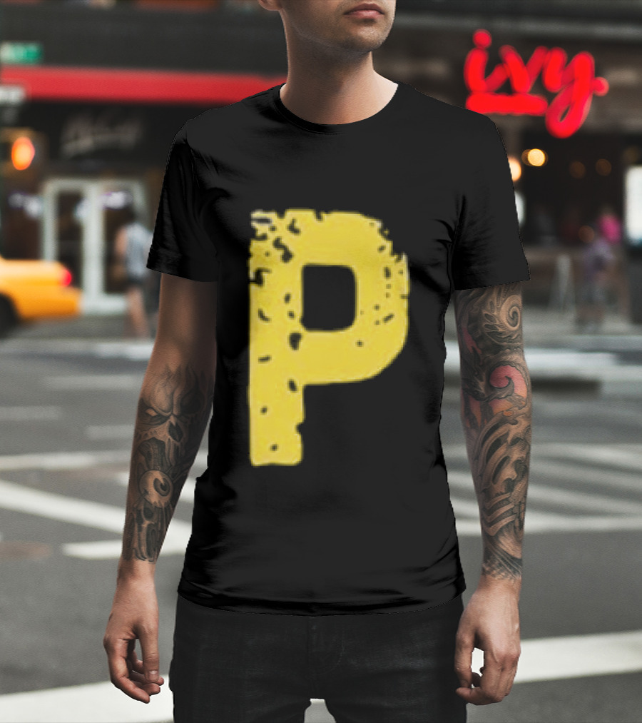 2026 Pirates IUP Night Yellow Pirate Letter P T-Shirt