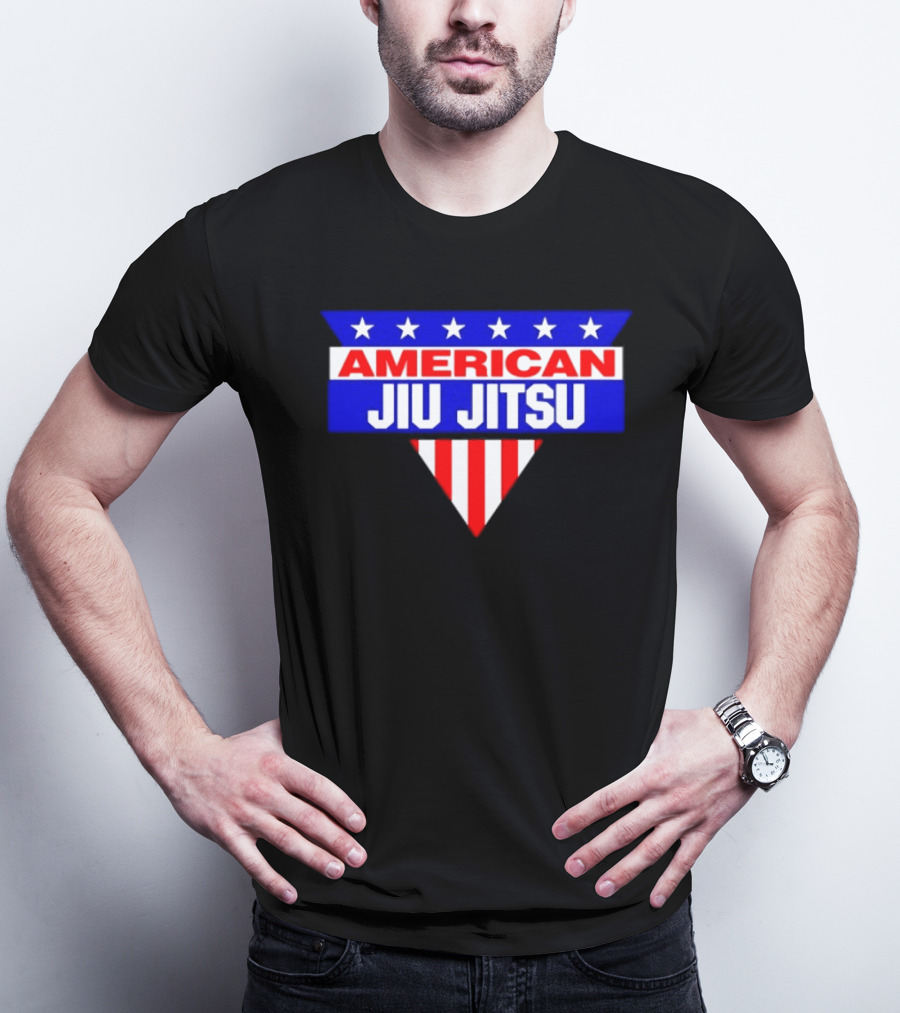 American Jiu Jitsu Stars And Stripes BJJ Martial Arts Grappling T-Shirt