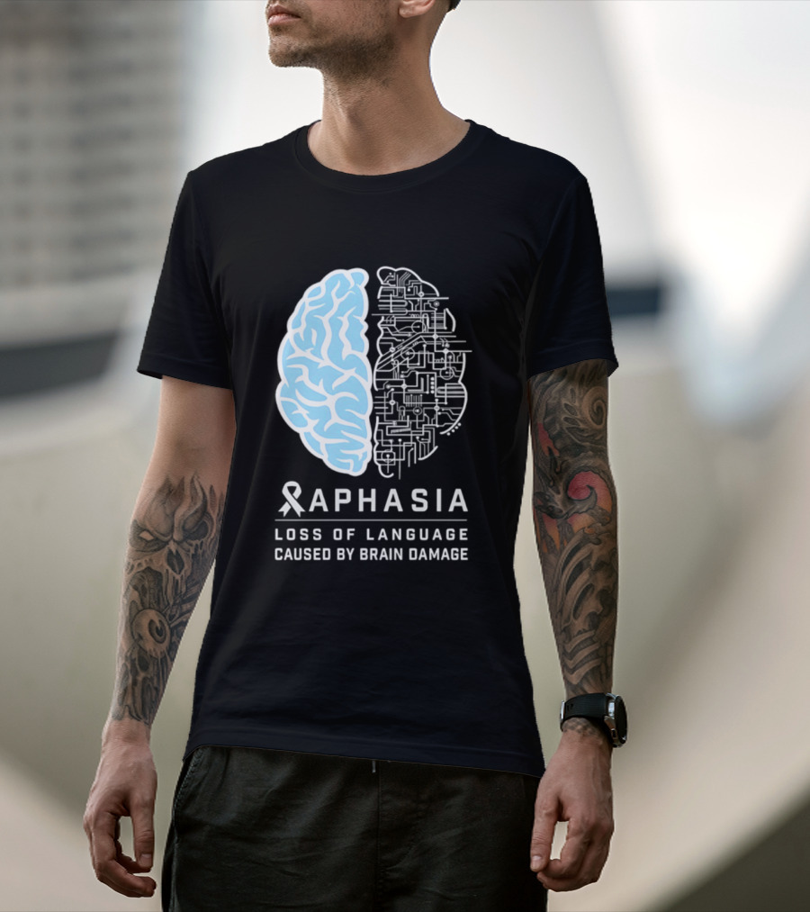 Aphasia Awareness Ribbon Brain Design Loss Of Language Caused By Brain Damage T-Shirt