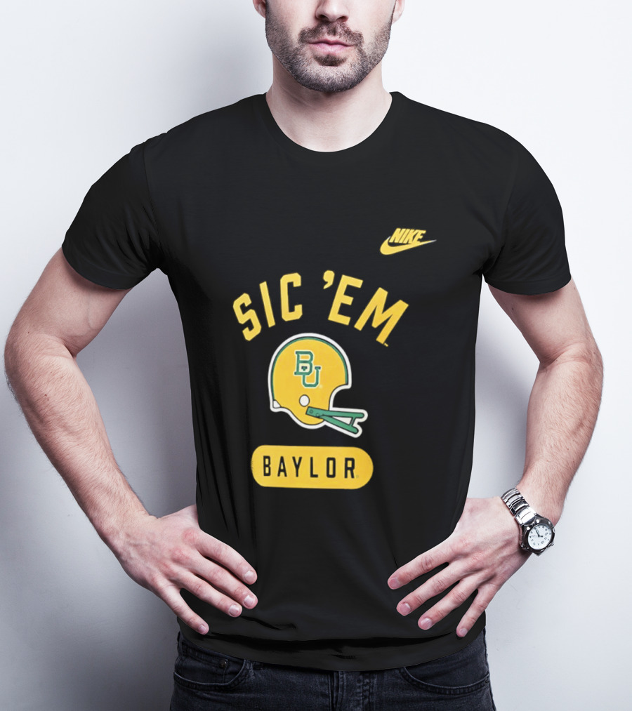 Nike Sic 'Em Baylor Football Helmet BU T-Shirt