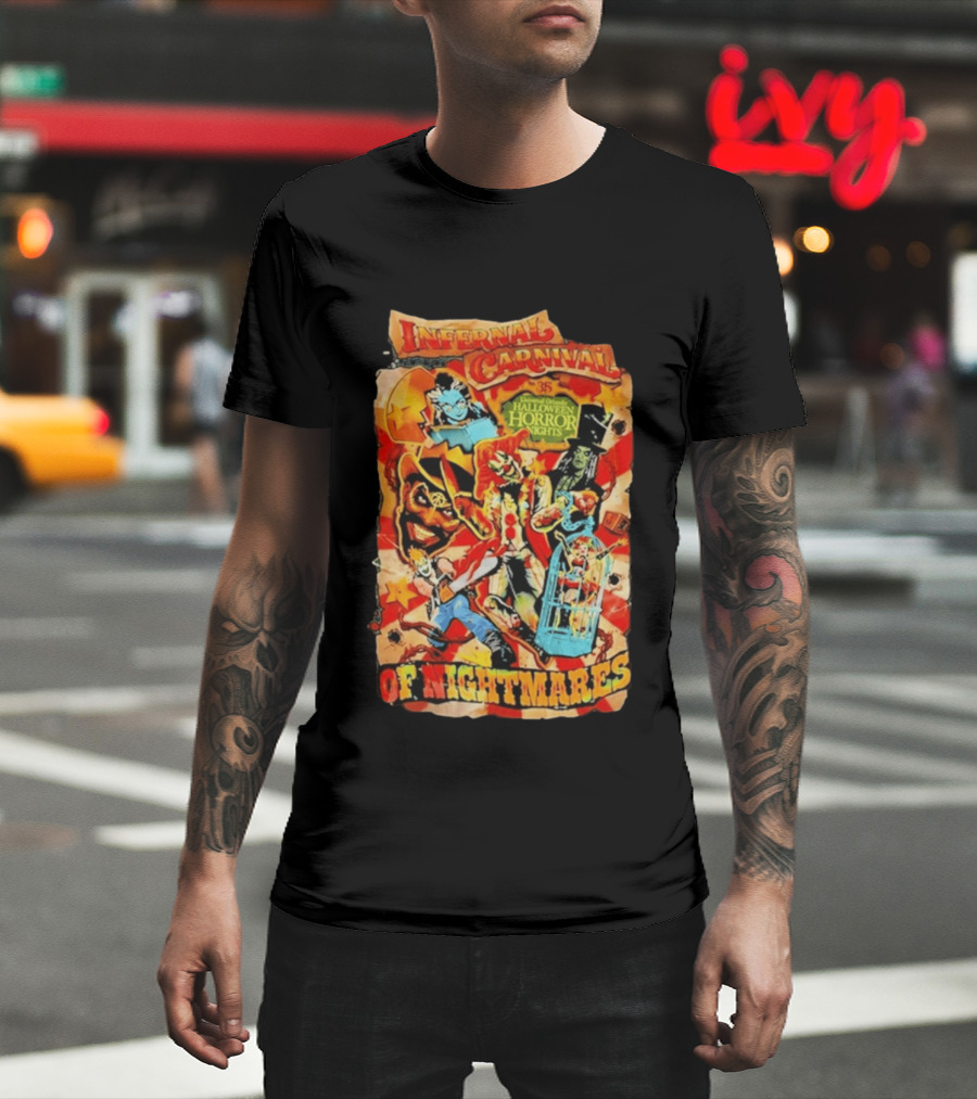 Infernal Carnival Of Nightmares Universal Orlando Halloween Horror Nights 35 Spooky Clown And Ghostly Characters T-Shirt