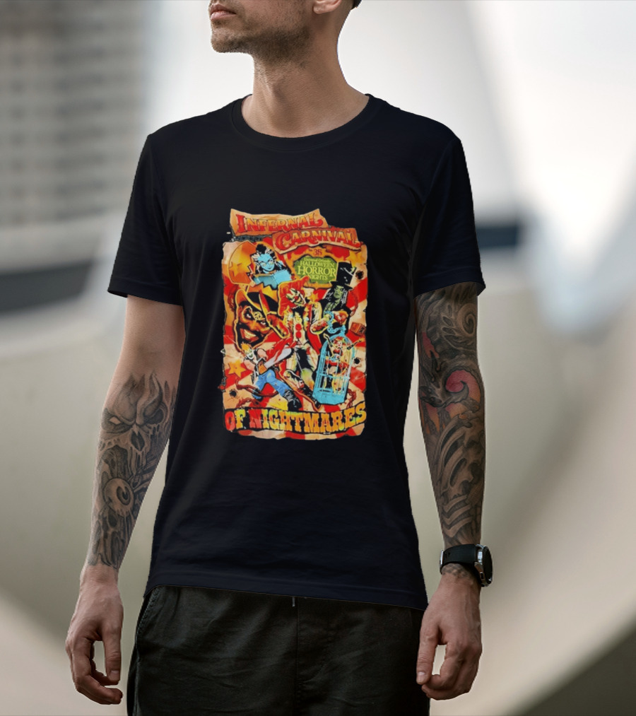 Infernal Carnival Of Nightmares Universal Orlando Halloween Horror Nights 35 Spooky Clown And Ghostly Characters T-Shirt