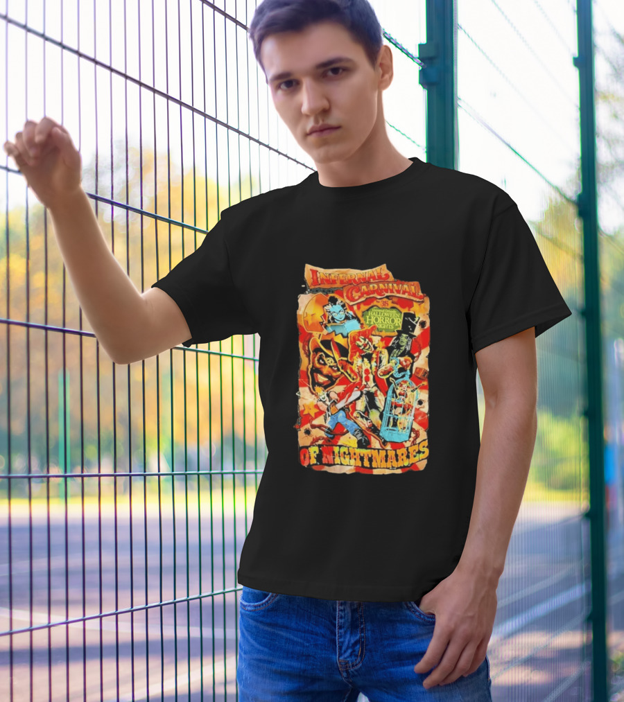 Infernal Carnival Of Nightmares Universal Orlando Halloween Horror Nights 35 Spooky Clown And Ghostly Characters T-Shirt
