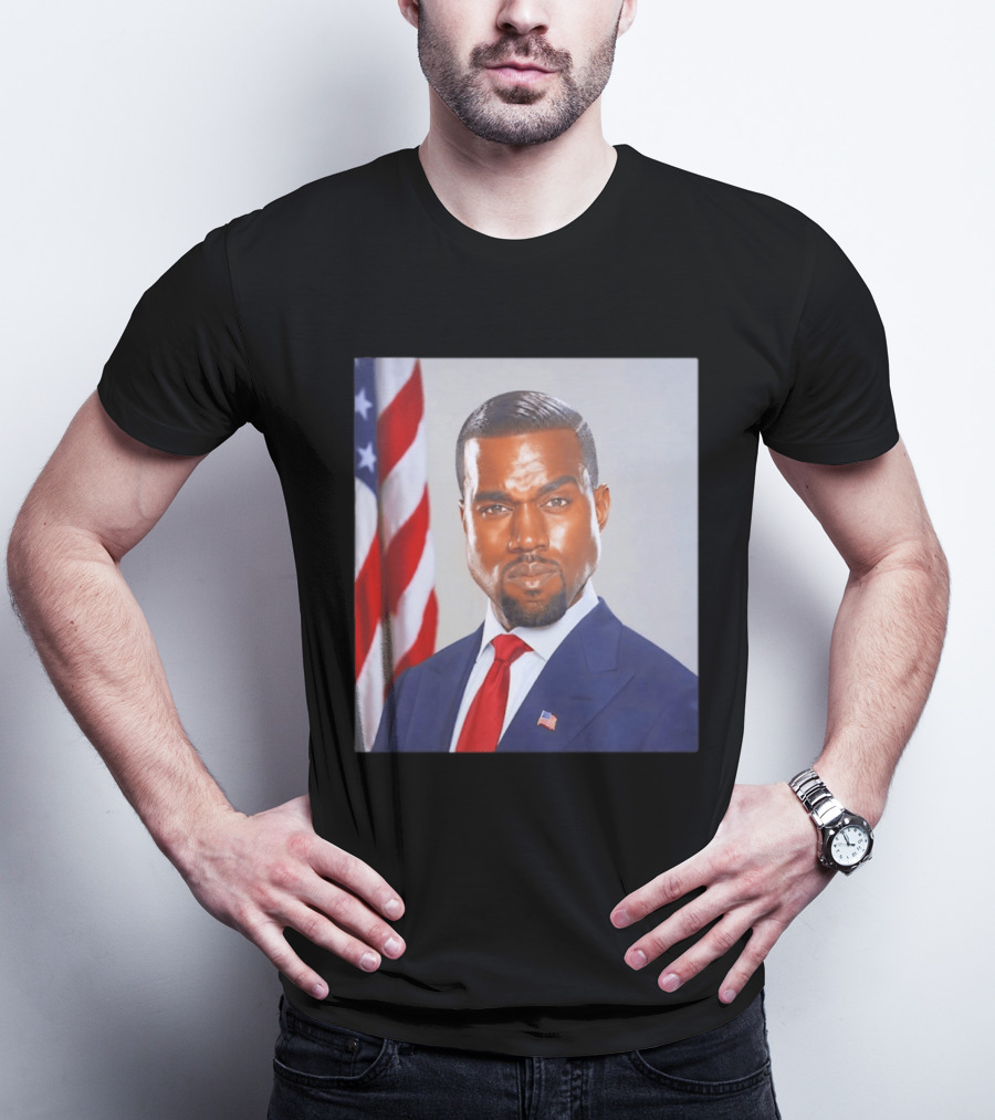 Kanye West Ye Political Portrait American Flag Suit And Tie T-Shirt