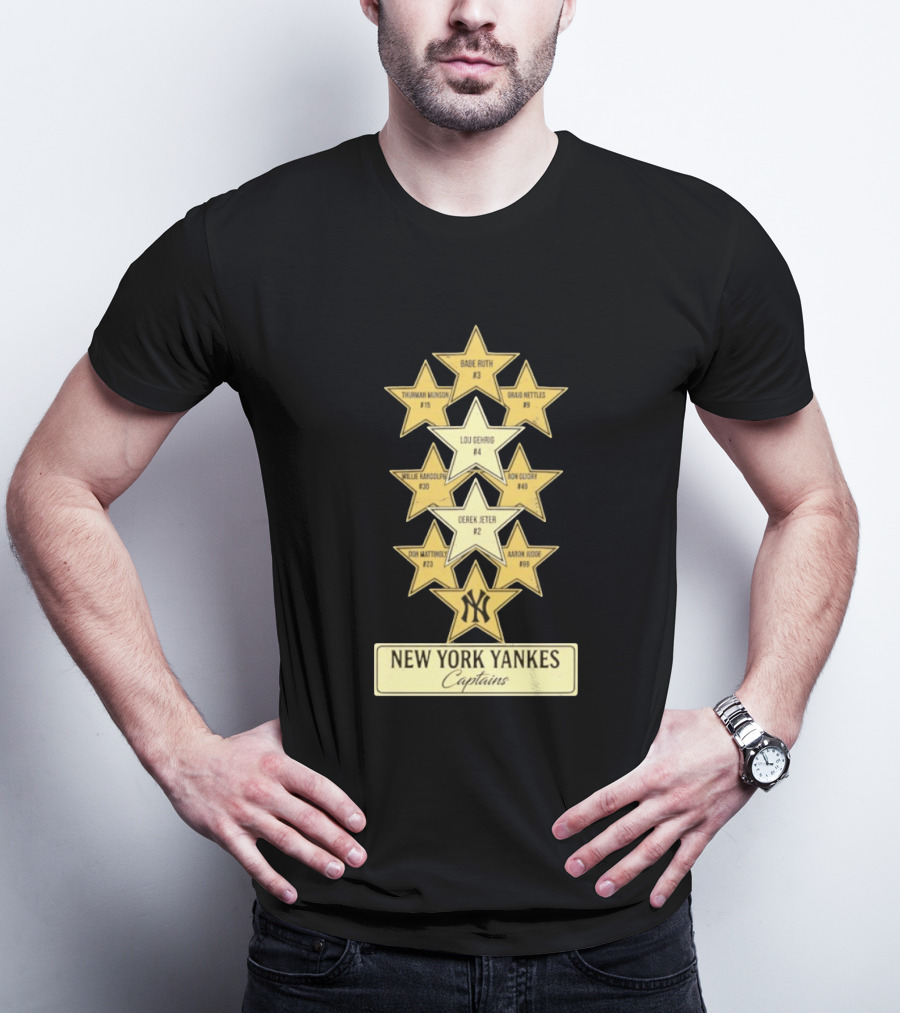 New York Yankees Captains Babe Ruth Lou Gehrig Derek Jeter Thurman Munson Graig Nettles Willie Randolph Ron Guidry Don Mattingly Aaron Judge T-Shirt
